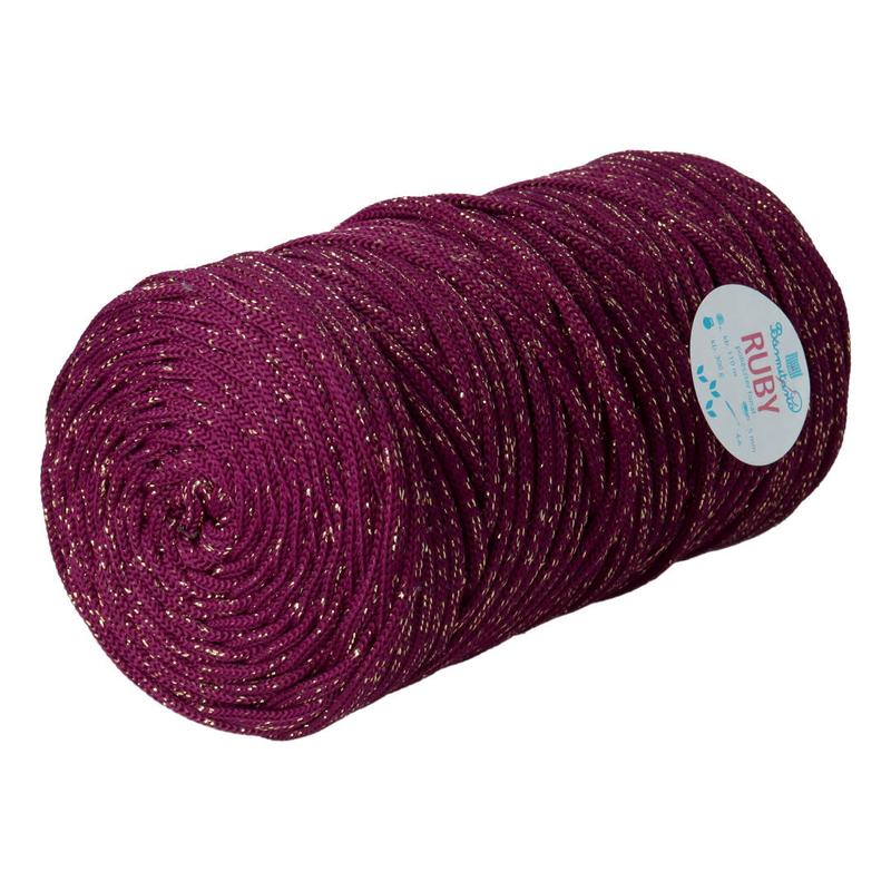 arany szállal átszőtt marsala színű RUBY GLAM lapos poliészter fonal - Bármitartó.hu